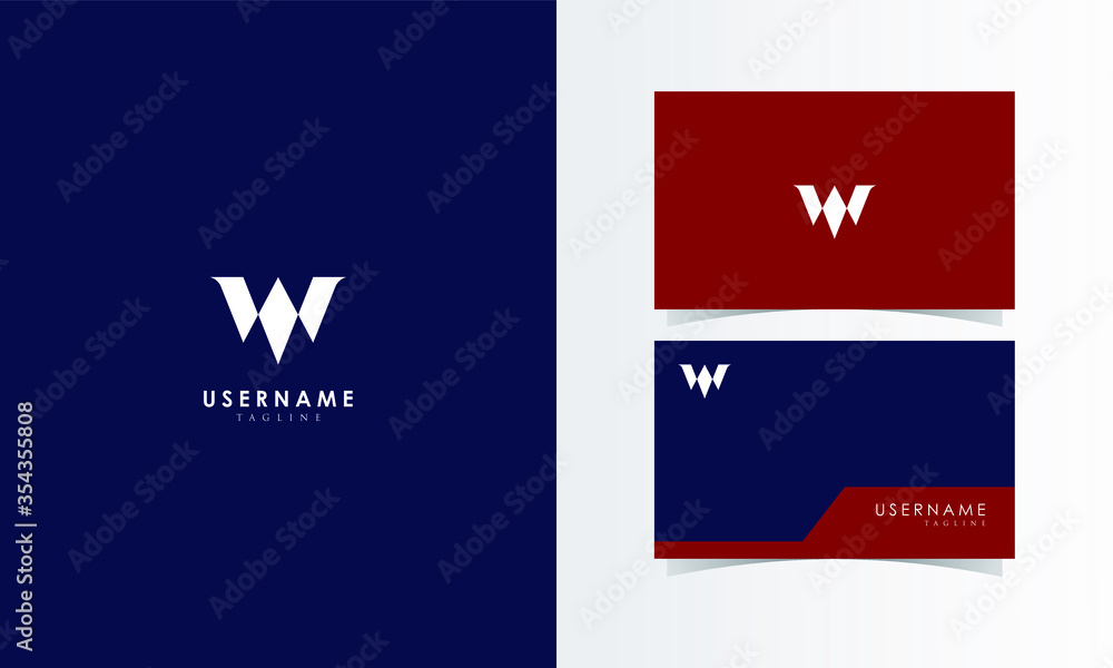 W Monogram Logo Mark with business card template design for branding ...