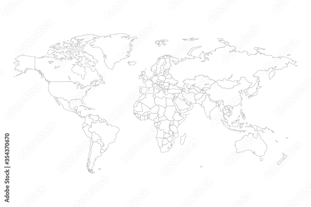 World map vector. Contour of world map Stock Vector | Adobe Stock