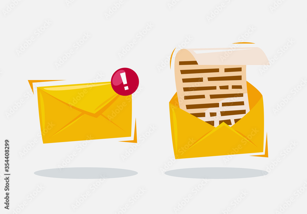 Vector illustration of icons for letters with notifications, letters ...