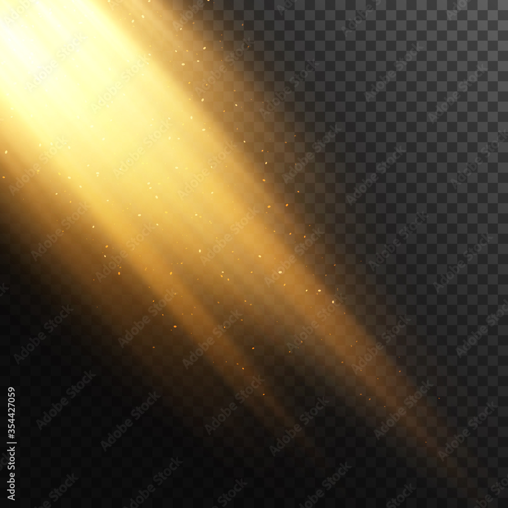 Rays of light from the window background. Vector effect. Transparent ...