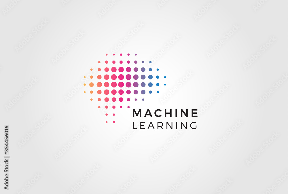 Machine learning logo. Futuristic digital data emblem. Artificial intelligence icon. Science ...