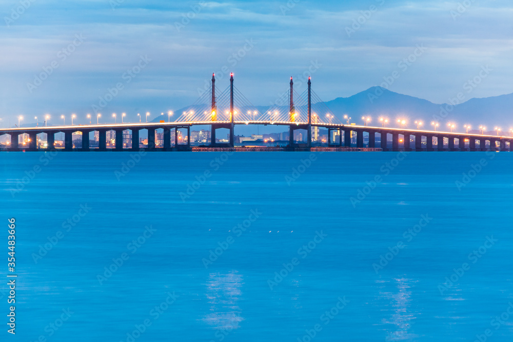 Penang Bridge view which located in the Straits of Malacca with venus ...