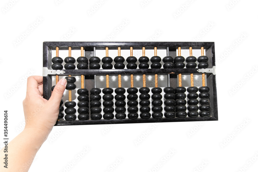 Using an abacus hand to calculate the mathematical number The abacus ...