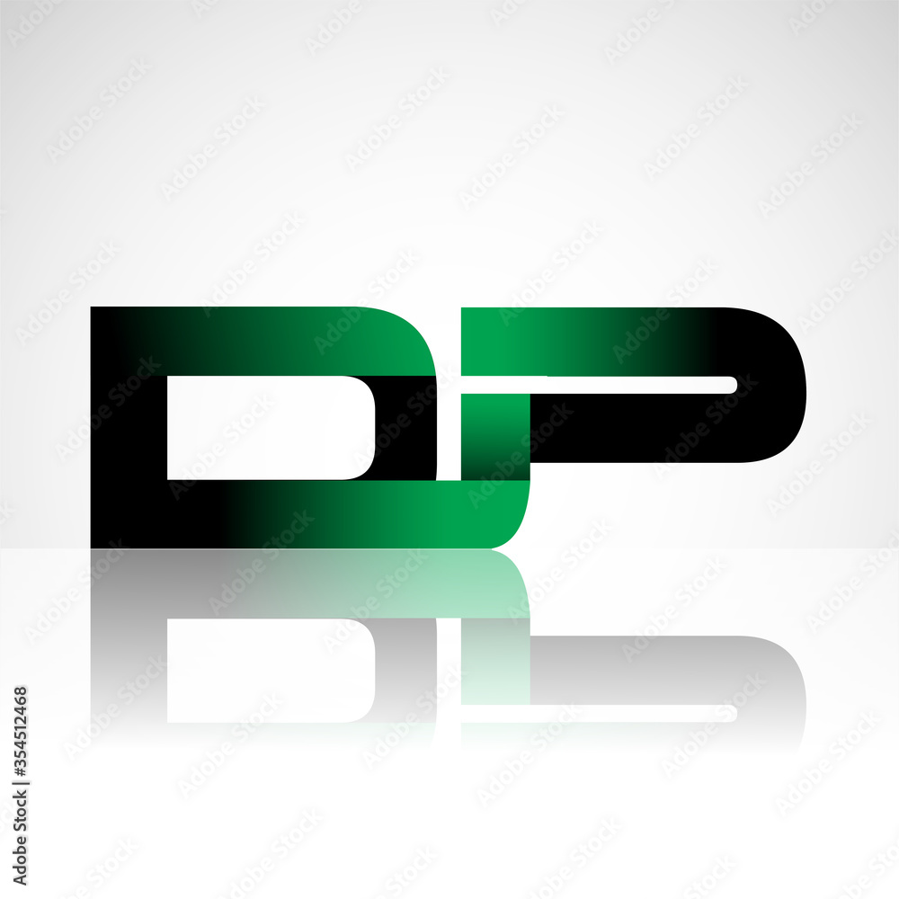Initial letter DP uppercase modern and simple logo linked green and ...