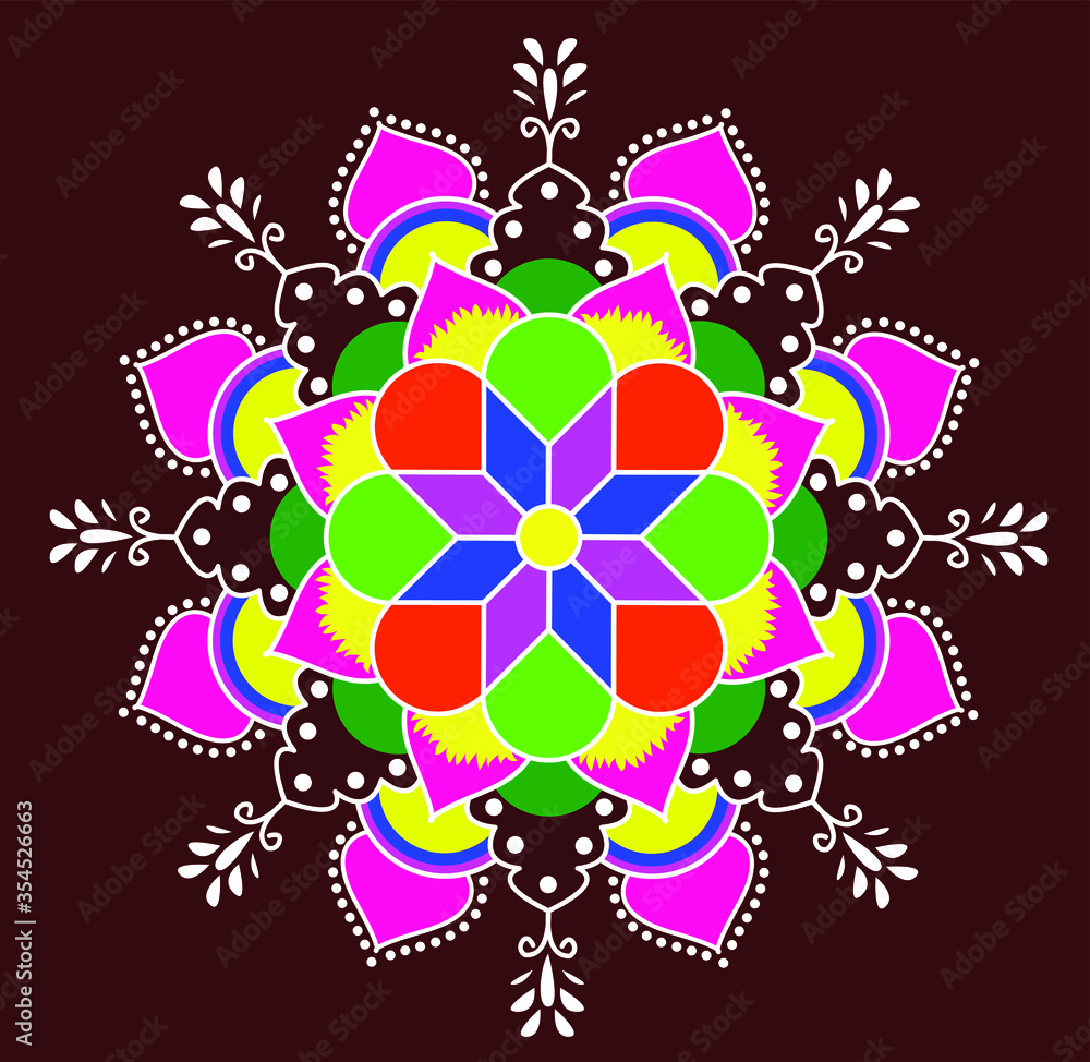 Circles, Petals, Spirals and Flowers - Colorful Rangoli, Alpona or ...