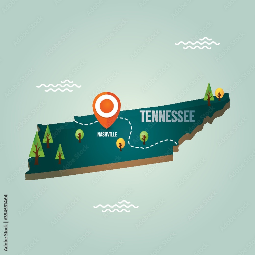 Tennessee map with capital city Stock Vector | Adobe Stock