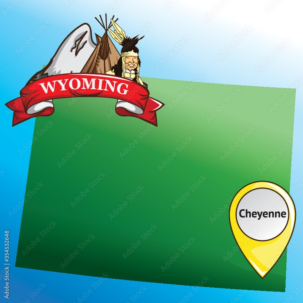 Map of wyoming state with native american tribe Stock Vector | Adobe Stock