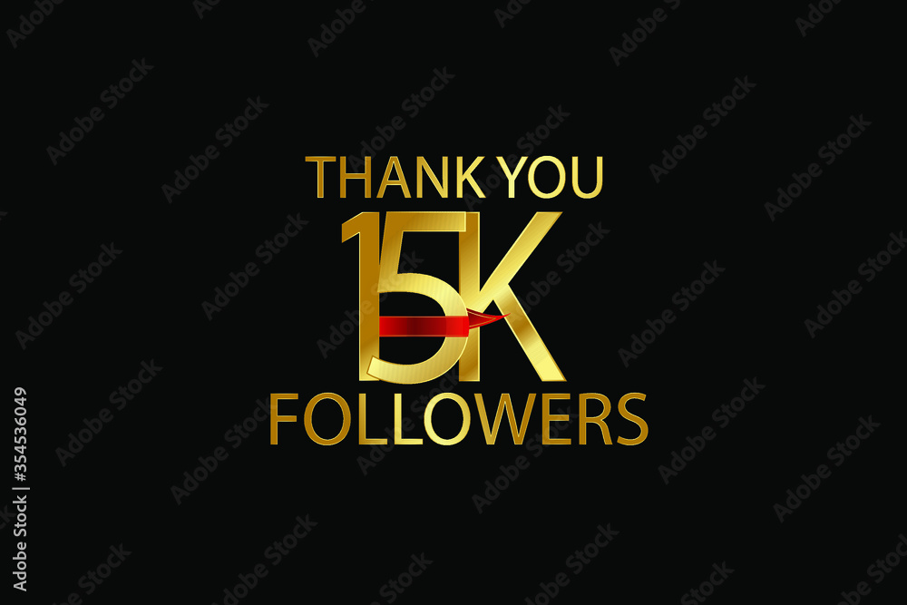 15K, 15.000 Follower celebration logotype. anniversary logo with gold ...