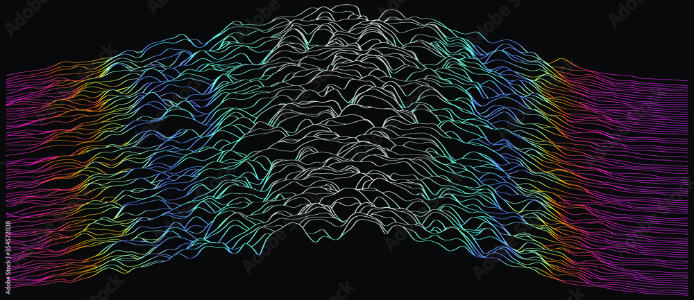 Generative art and data visualization of Simplex or Perlin noise function. Vaporwave and ...