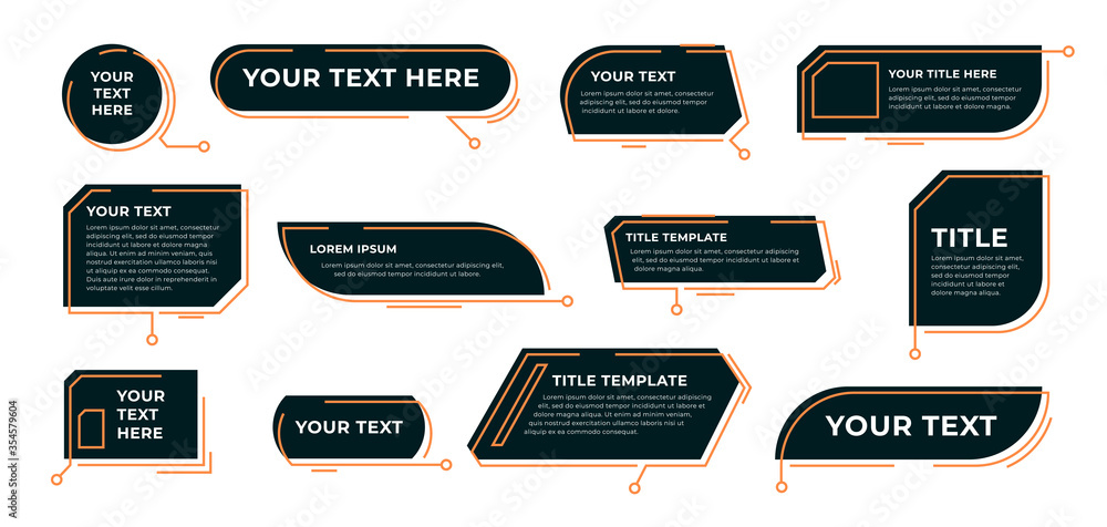 Digital callout titles set. Futuristic textboxes templates, frame boxes ...