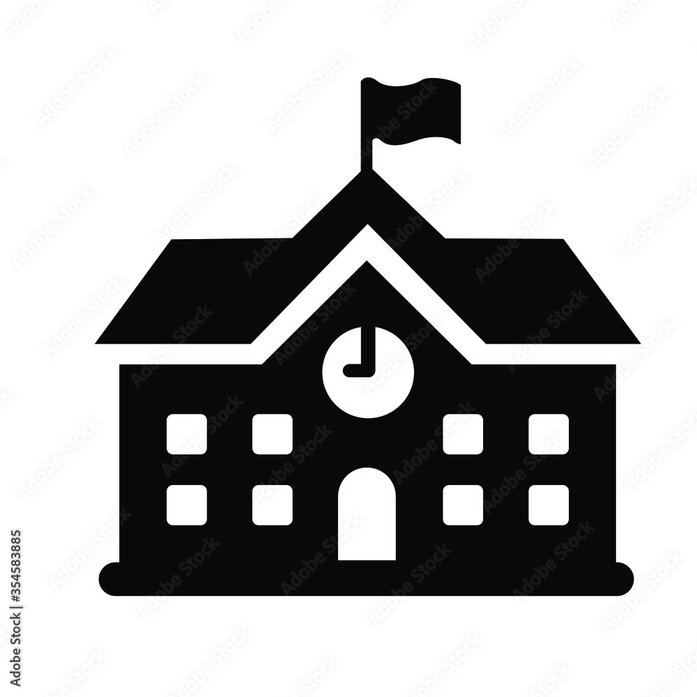 School Icon in trendy flat style isolated on white background. School ...