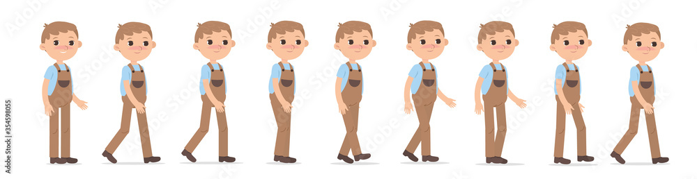 Walking child, animation cycle of walking and gait 2d cartoon character ...