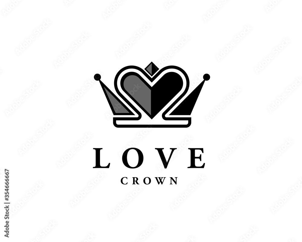 Simple luxury abstract crown love heart logo design inspiration Stock ...