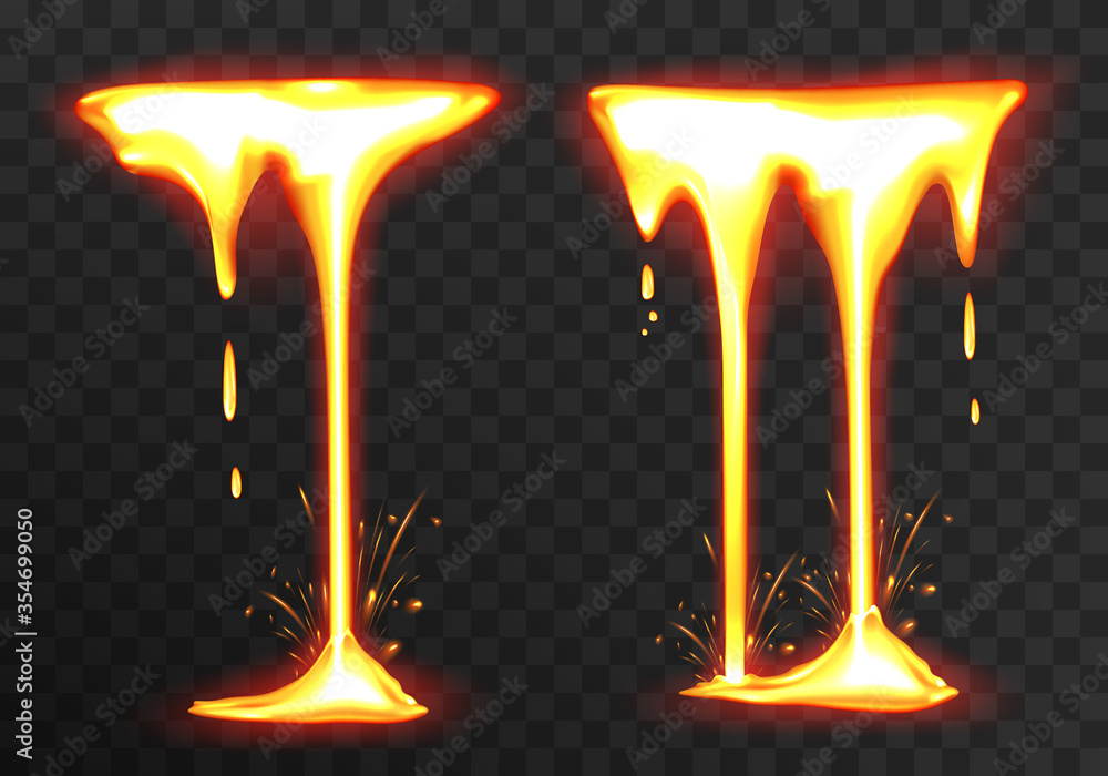 Effect liquid lava on transparent background. Lava or molten metal ...