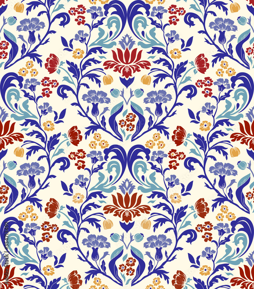 Seamless Victorian pattern. Floral Tile in turkish style. Hand drawn ...