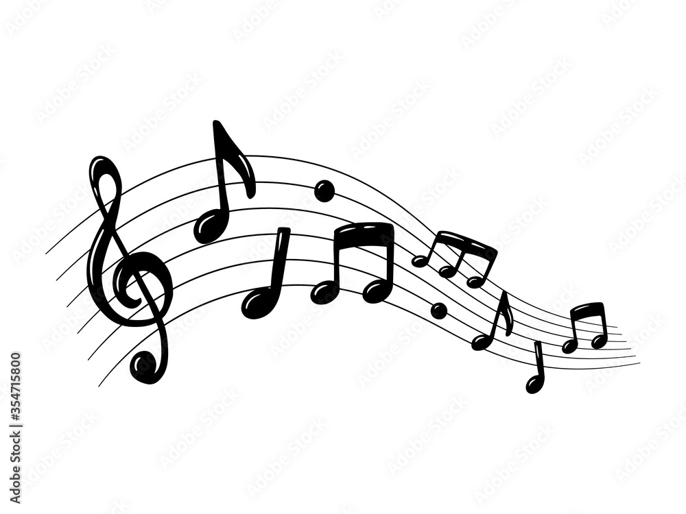 Music notes on Scale. Vector illustration Stock Vector | Adobe Stock