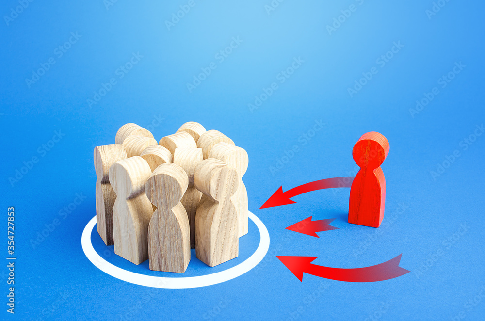 Red person makes attempts to influence society and people's opinions ...