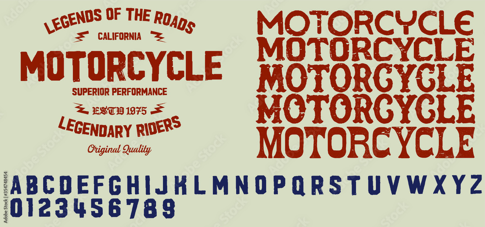 Motorcycle club community logo design.Decorative font. Letters, Numbers ...