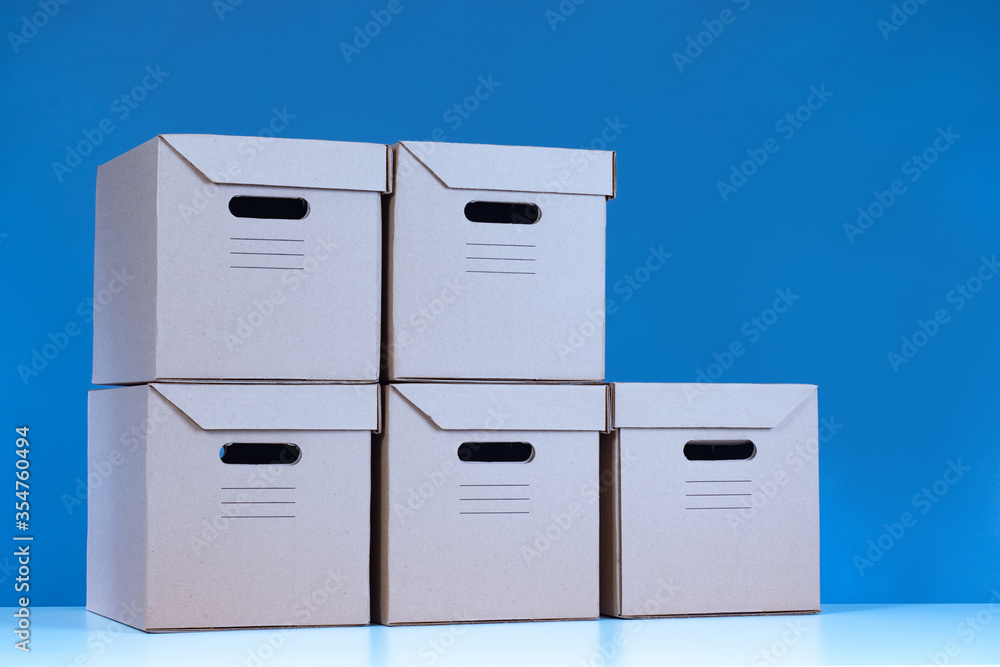 Cardboard boxes with handles for archival storage of documents ...