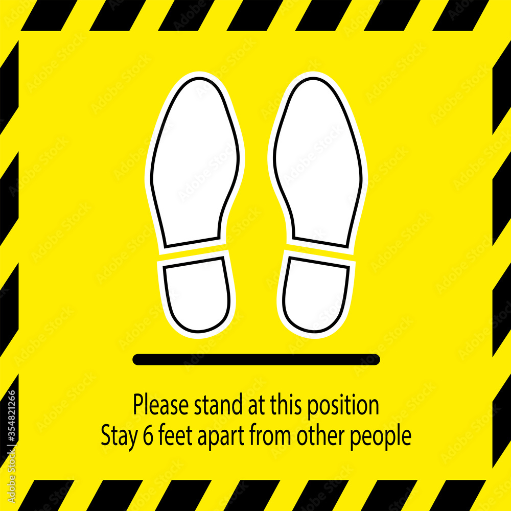 Foot Symbol Marking the standing position, the floor as markers for ...