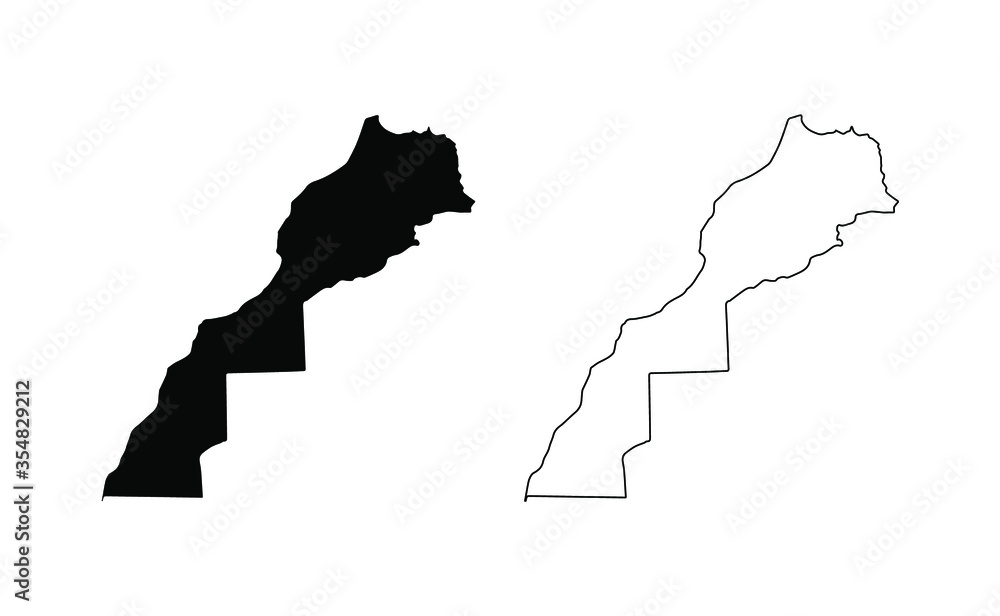 Morocco map silhouette line country Africa map illustration vector ...