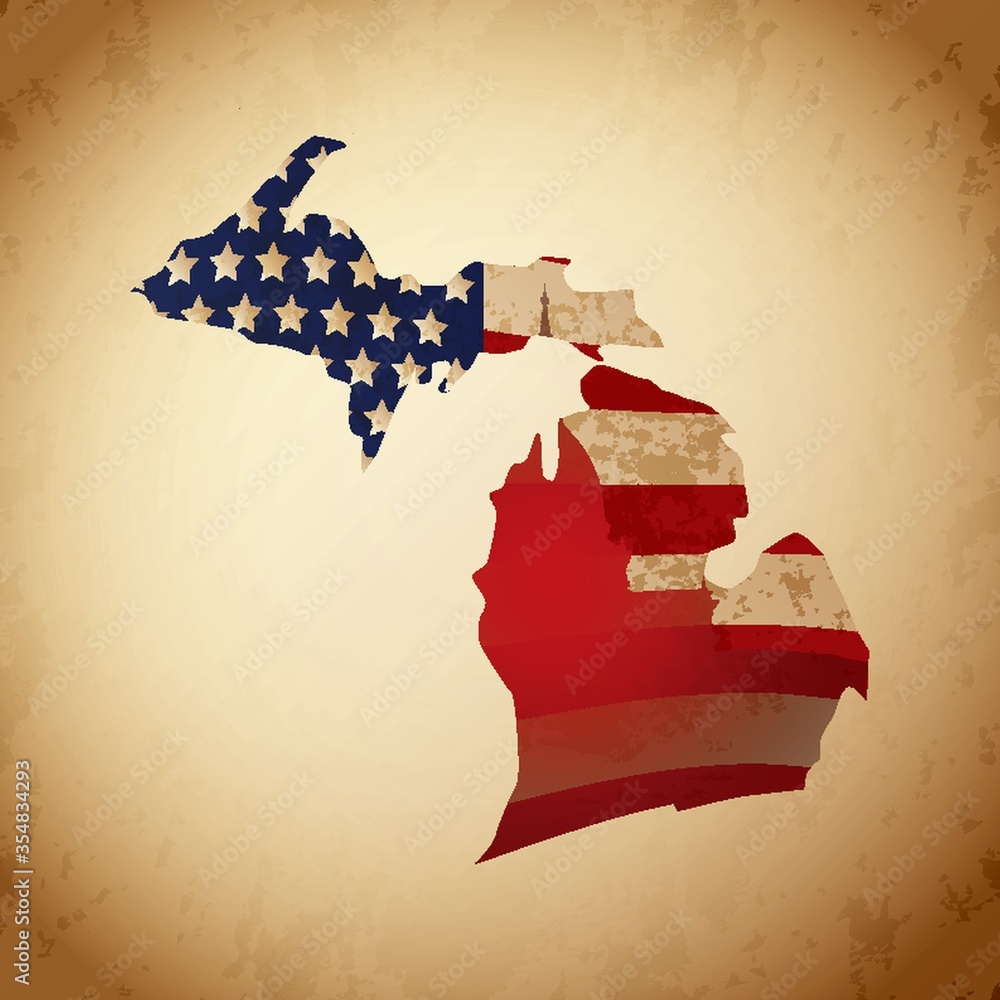 Michigan map with state capitol Stock Vector | Adobe Stock