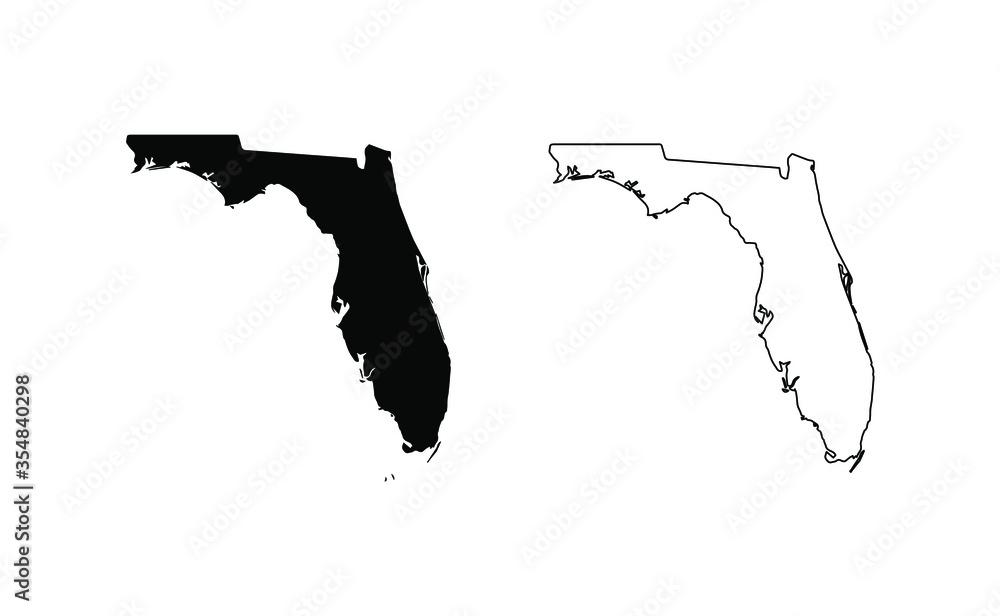 Florida state silhouette, line style. America illustration, American ...