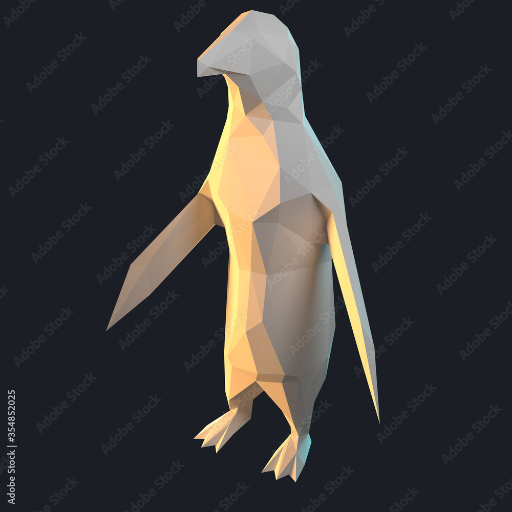 penguin 3d low poly bird graphic illustration of wildlife animal that ...