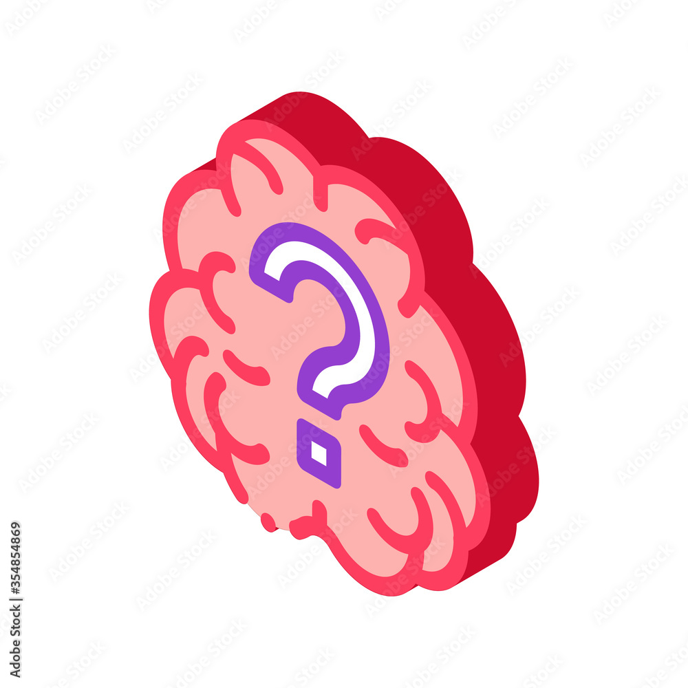 Brain And Question Mark Icon Vector. Isometric Brain And Question Mark ...