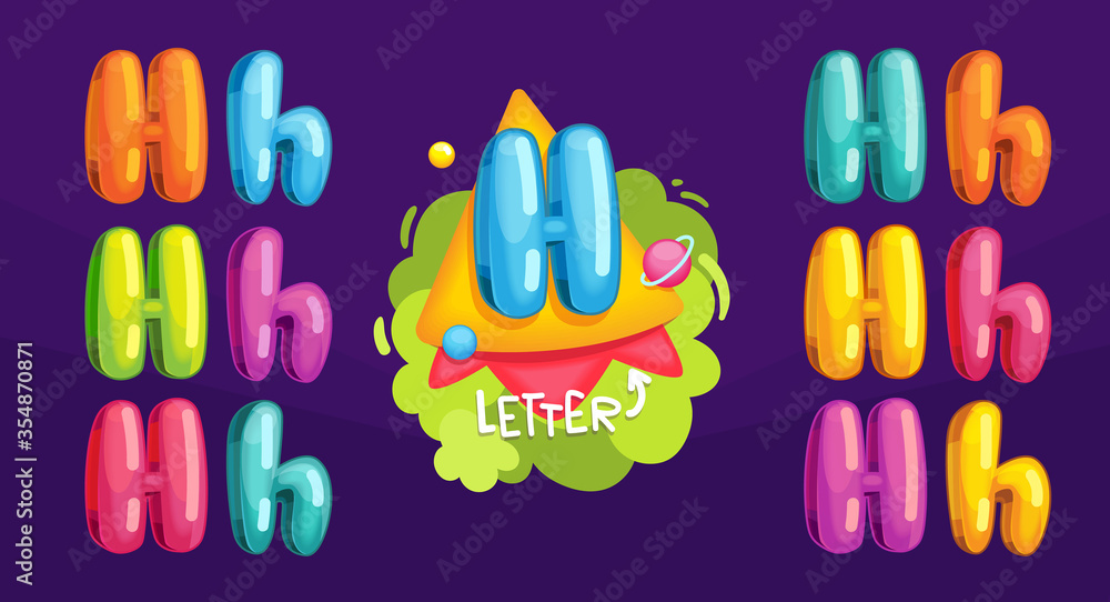 Cartoon letter H. Kids color illustration Stock Vector | Adobe Stock