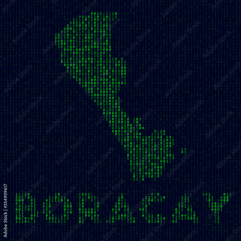 Digital Boracay logo. Island symbol in hacker style. Binary code map of Boracay with island name ...