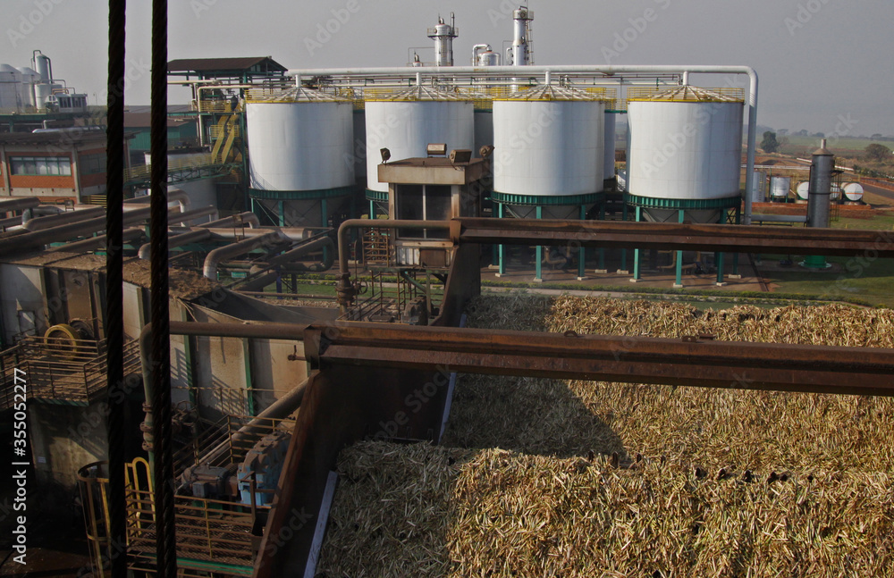 sugar cane and ethanol plant Stock Photo | Adobe Stock