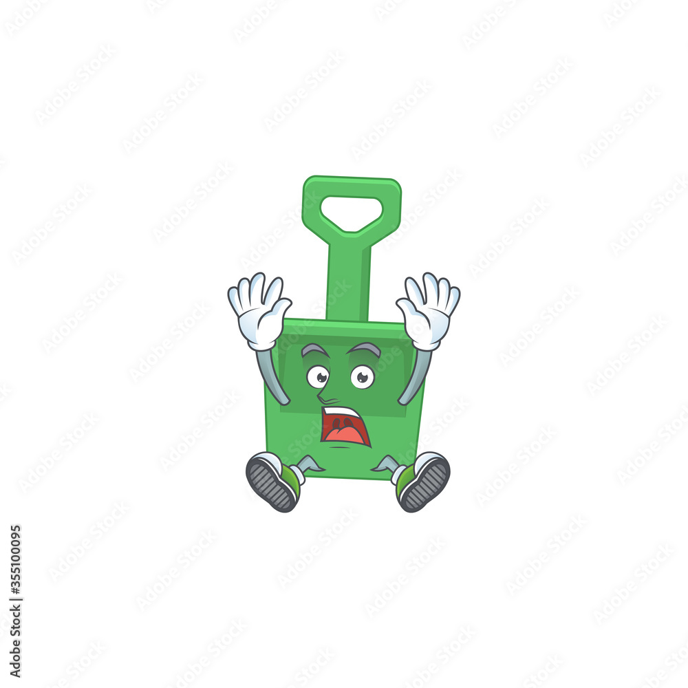cartoon character design of green sand bucket having shocking gesture ...