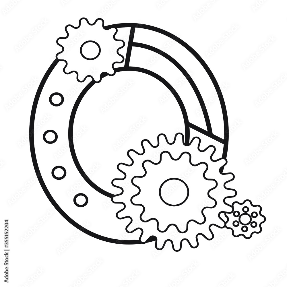Steampunk Style Typeface. Mechanical alphabet of gears. letter Q ...