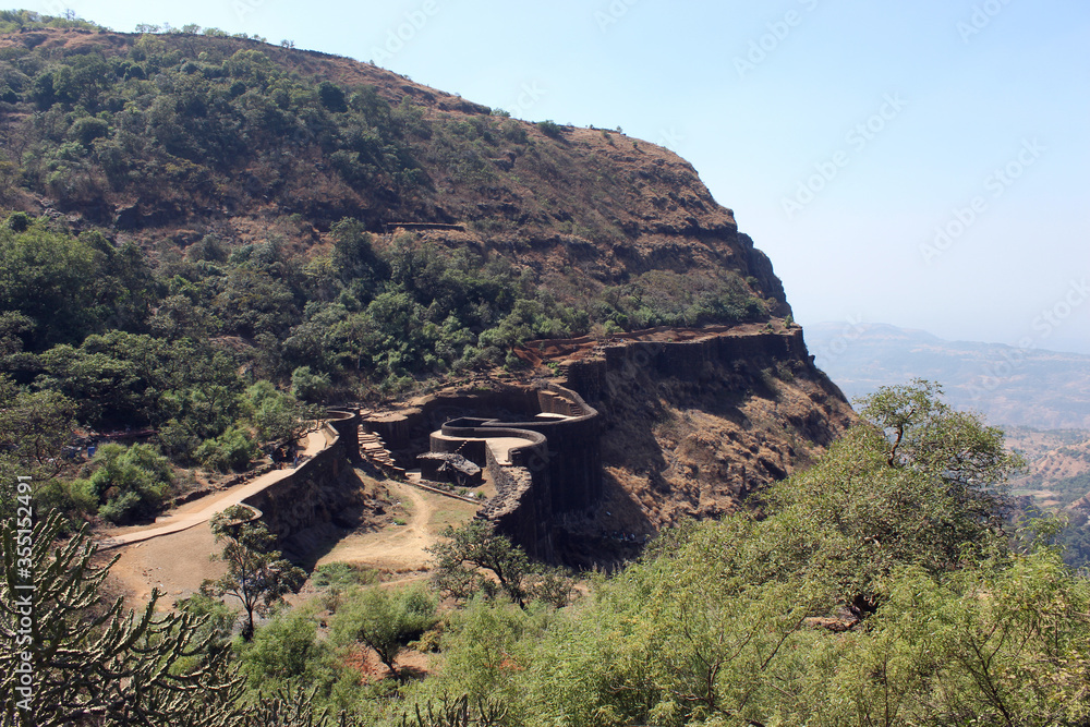 Raigad fort walls and bastion, Raigad, Maharashtra, India. 350-year-old ...