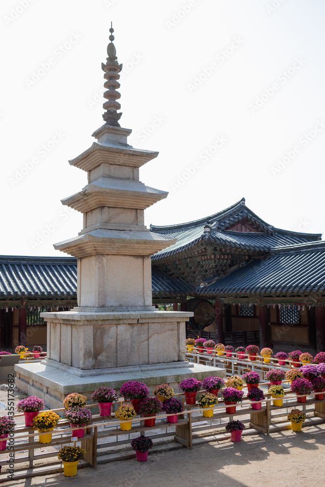 Famous Seokgatap pagoda at Bulguksa buddhist temple, made of stone ...