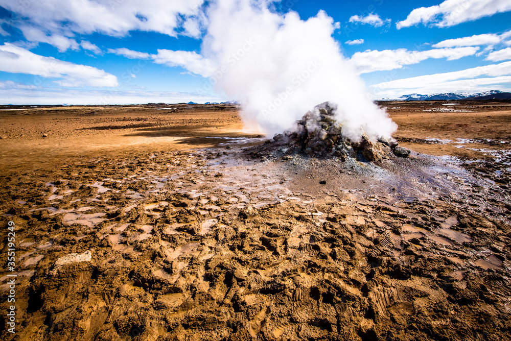 active geysers and boiling mud pits in Iceland, Northern Europe Stock ...