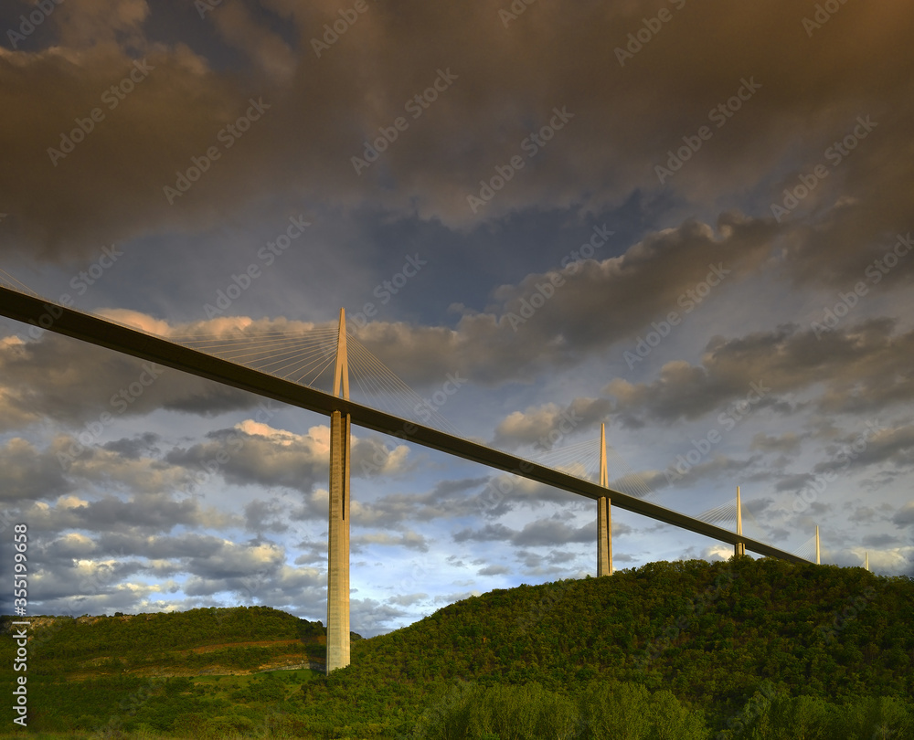 Tarn River Valley and Millau Viaduct, Aveyron Departement. One of the ...