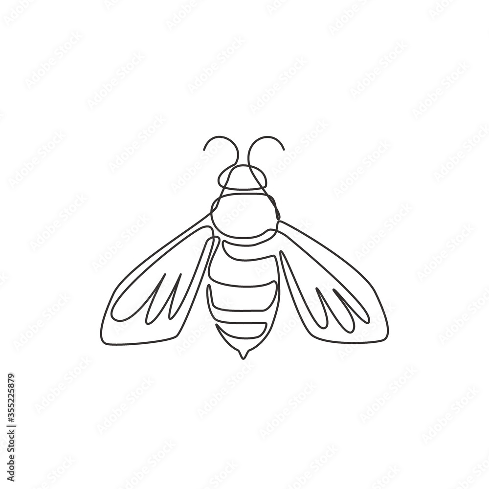 One single line drawing of cute bee for company logo identity. Honeybee ...