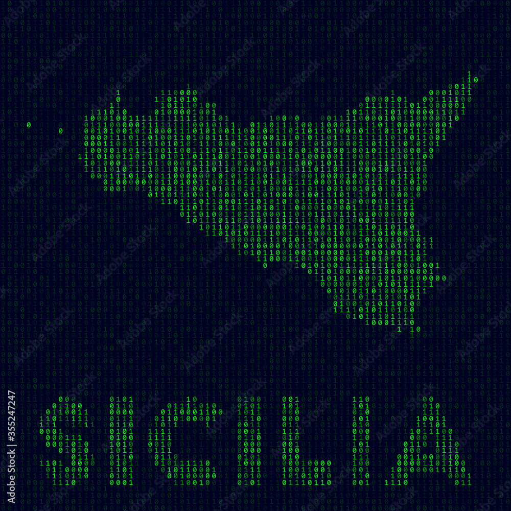 Digital Sicilia logo. Island symbol in hacker style. Binary code map of ...