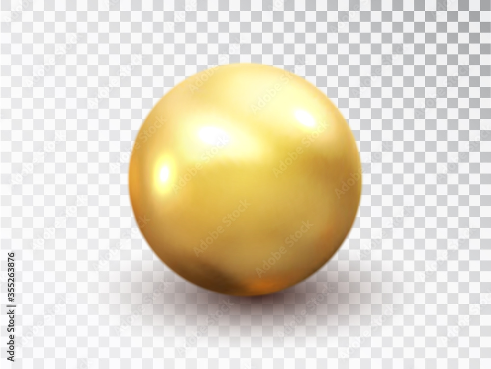 Golden sphere isolated on transparent background. Golden glossy 3D ball ...