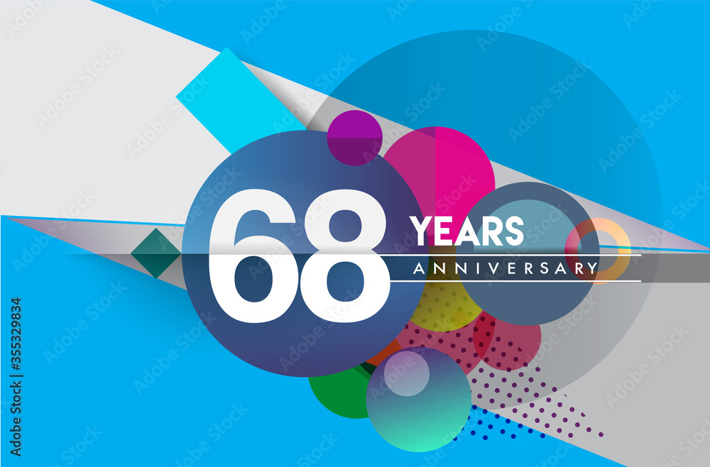 68th years anniversary logo, vector design birthday celebration with ...