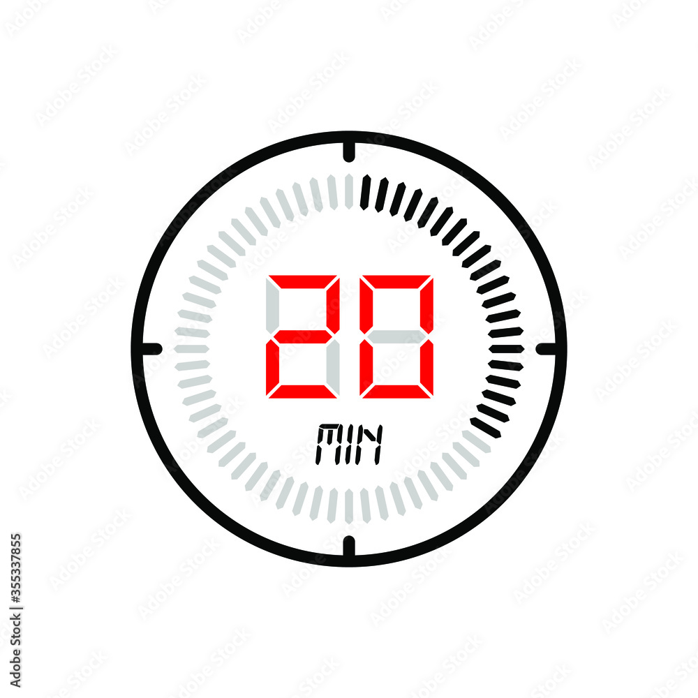 The 20 minute icon isolated on white background. stopwatch vector icon ...