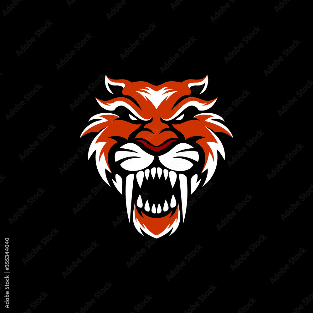 sabertooth tiger mascot logo for e sport team or t shirt badge Stock ...