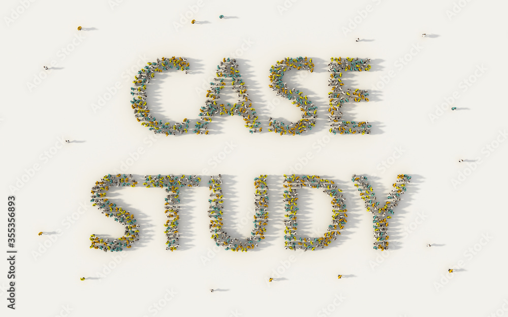 Large group of people forming Case Study lettering text in social media ...