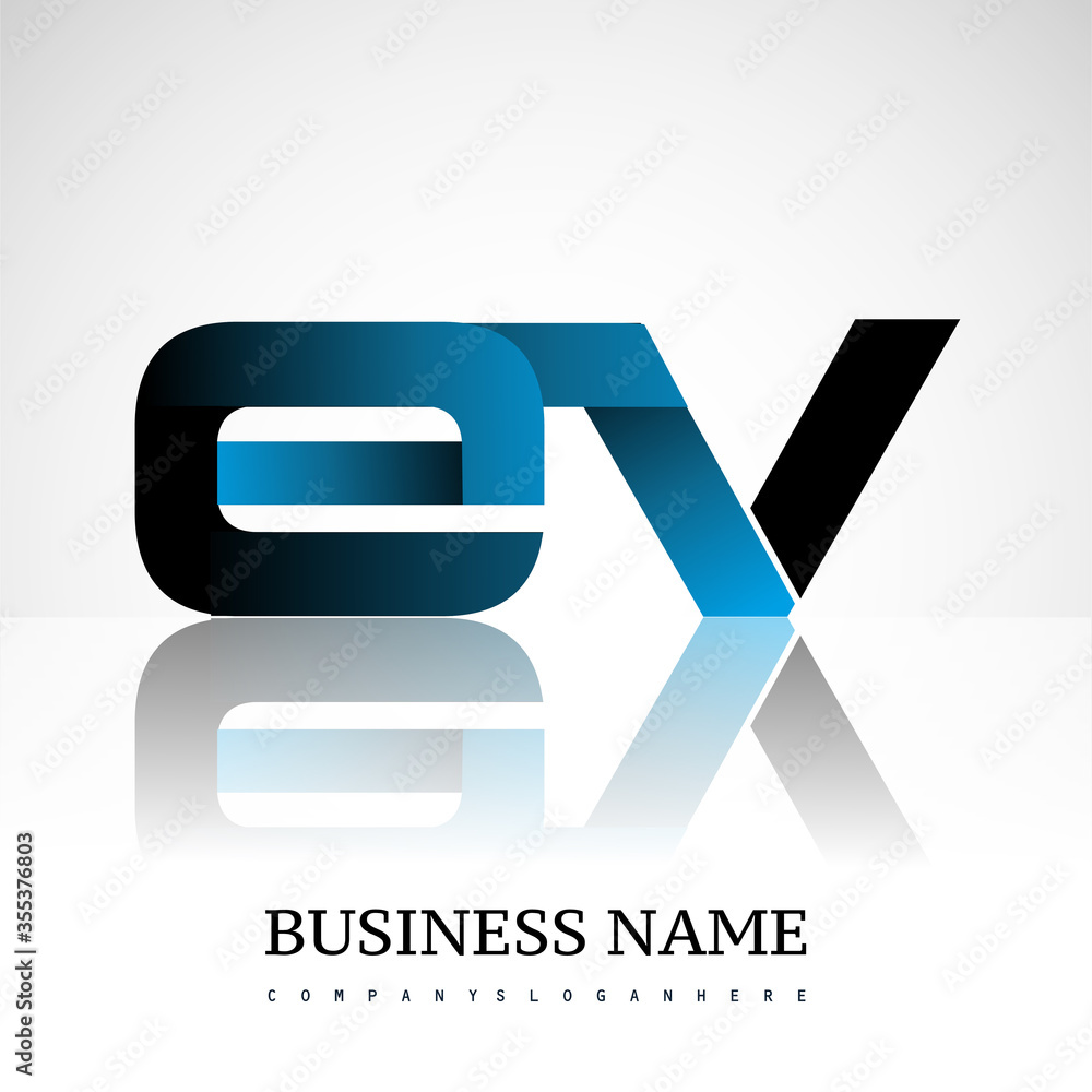 Initial letter EV uppercase modern and simple logo linked blue and ...