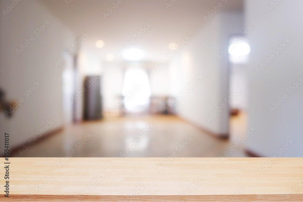 Empty desk platform indoor room house background. For product display ...