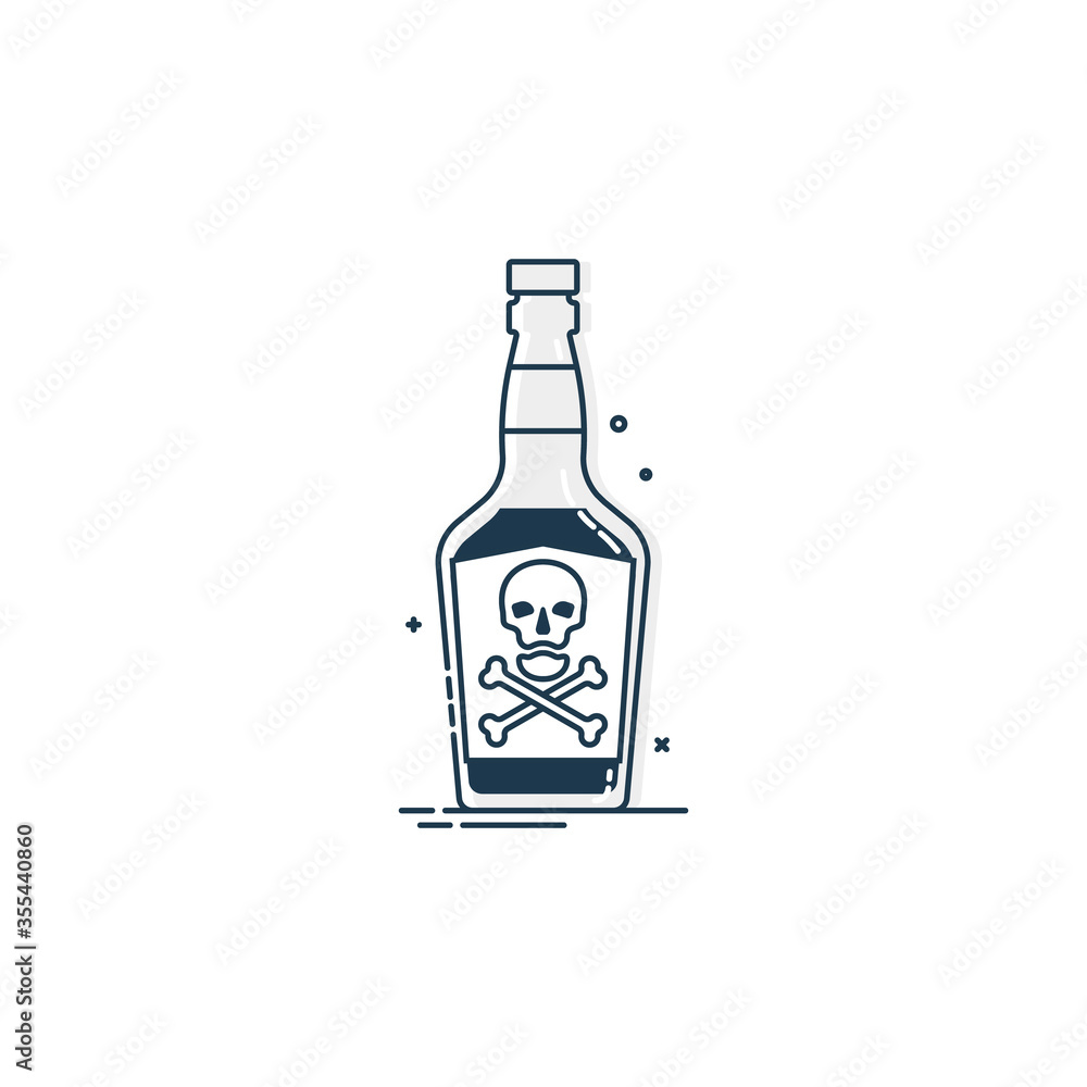Bottle poison alcohol skull for concept design. Dangerous container ...