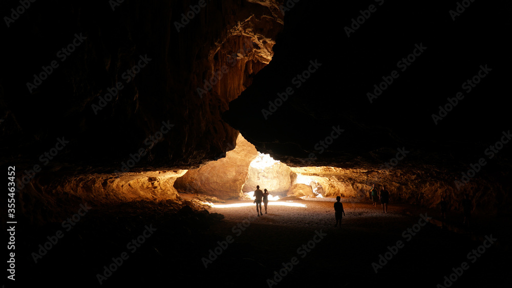 Dark Cave system with underground river in Tunnel Creek National Park ...