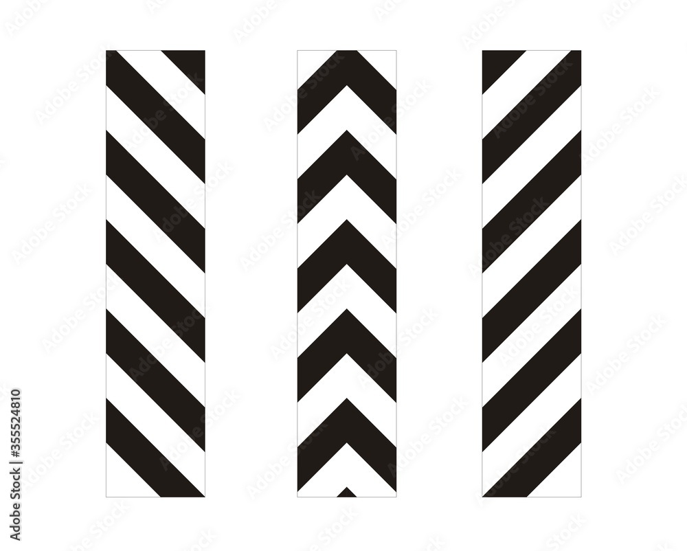 Vertical road markings in black and white. informing drivers about ...